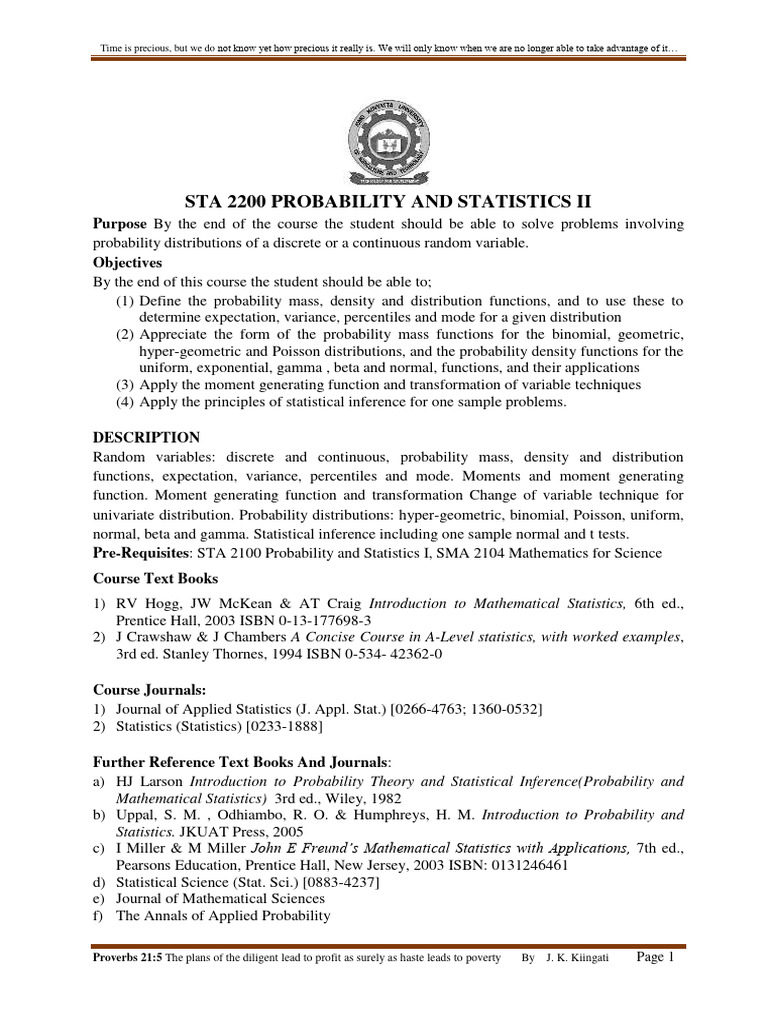 Probability And Statistics 2 Notes Pdf Probability Distribution