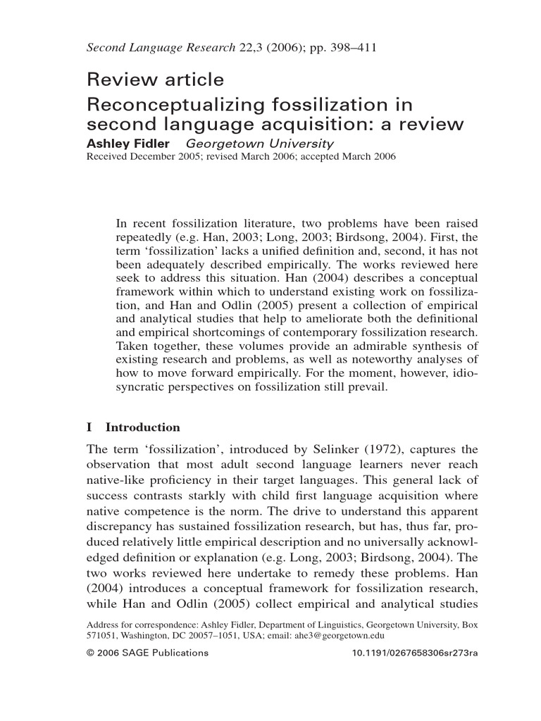 Review Fossilization | PDF | Second Language Acquisition | Second Language