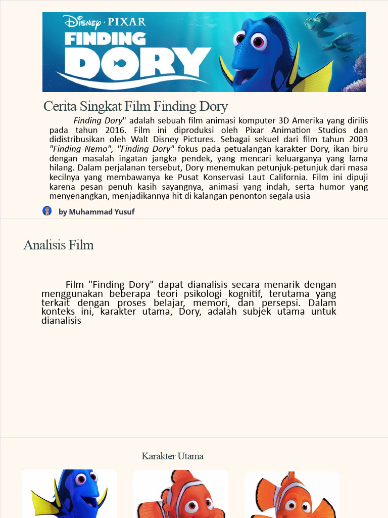 Finding Dory Film Animasi Dari Pixar Yang Menghibur | PDF | Seni ...