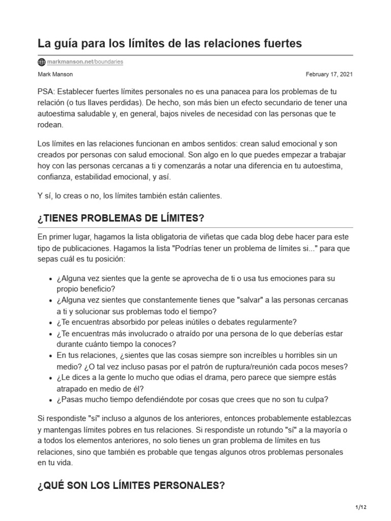 Guía para Límites en Las Relaciones Saludables | PDF | Autoestima | Amor