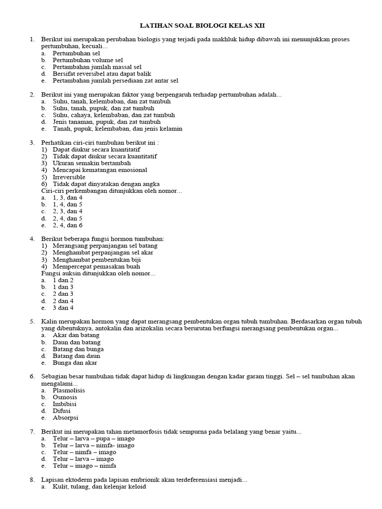 Latihan Soal Bio Xii | PDF