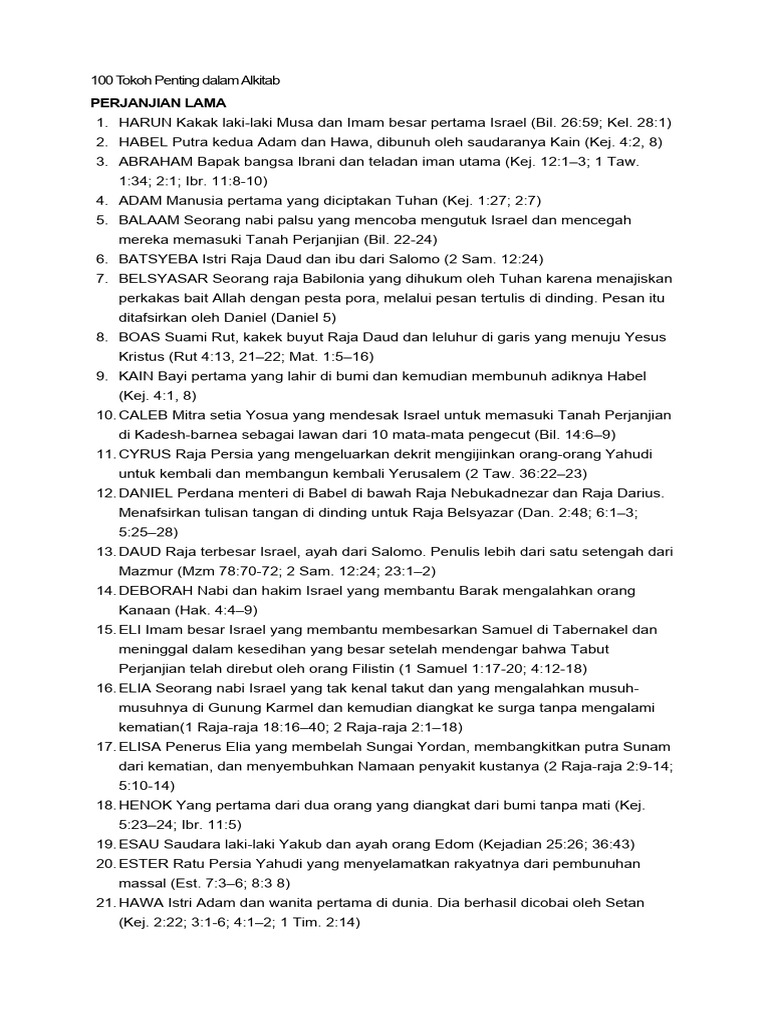 100 Tokoh Penting Dalam Alkitab | PDF