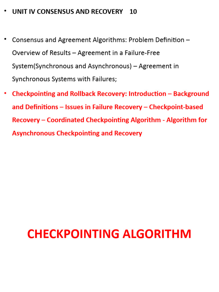 Lm3 Checkpointing Algorithm Pdf Computing Computer Science 