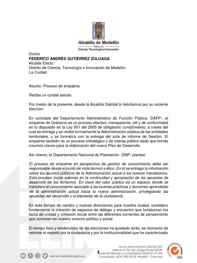 Carta de Proceso de Empalme | PDF
