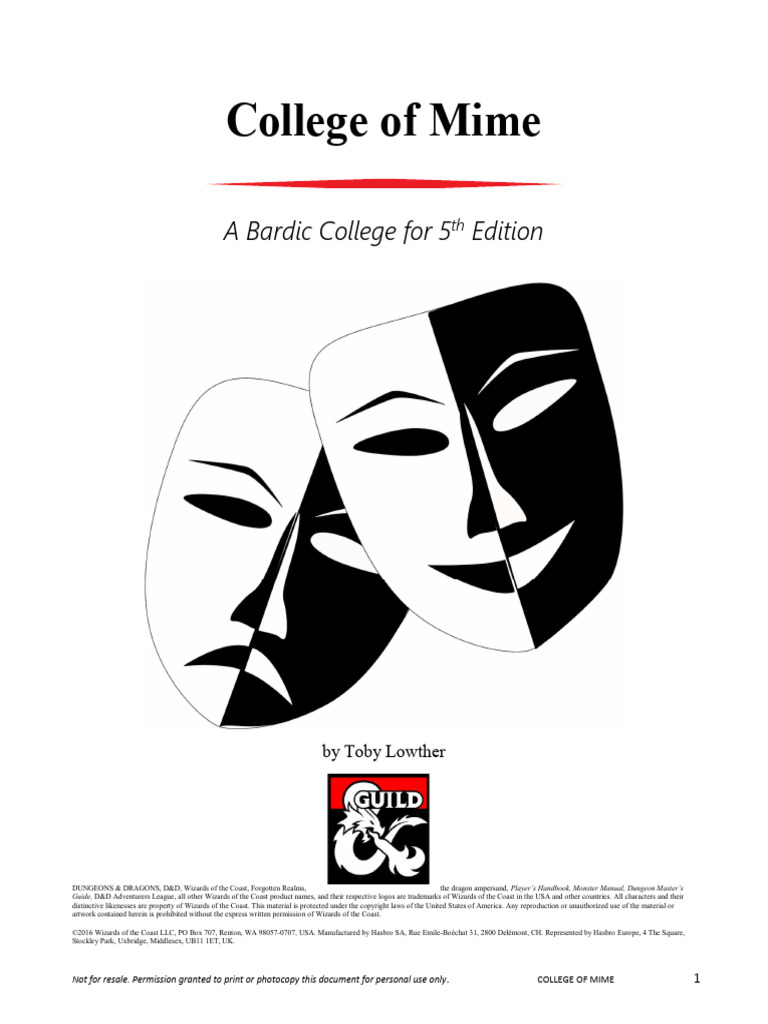 Bard College of Mime | PDF | Wizards Of The Coast | Dungeons & Dragons