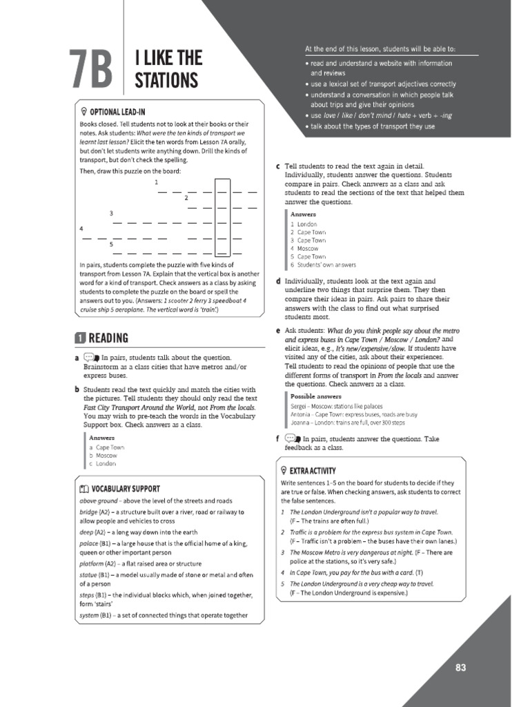 Teacher Guide Unit 7B | PDF | Word | Linguistics