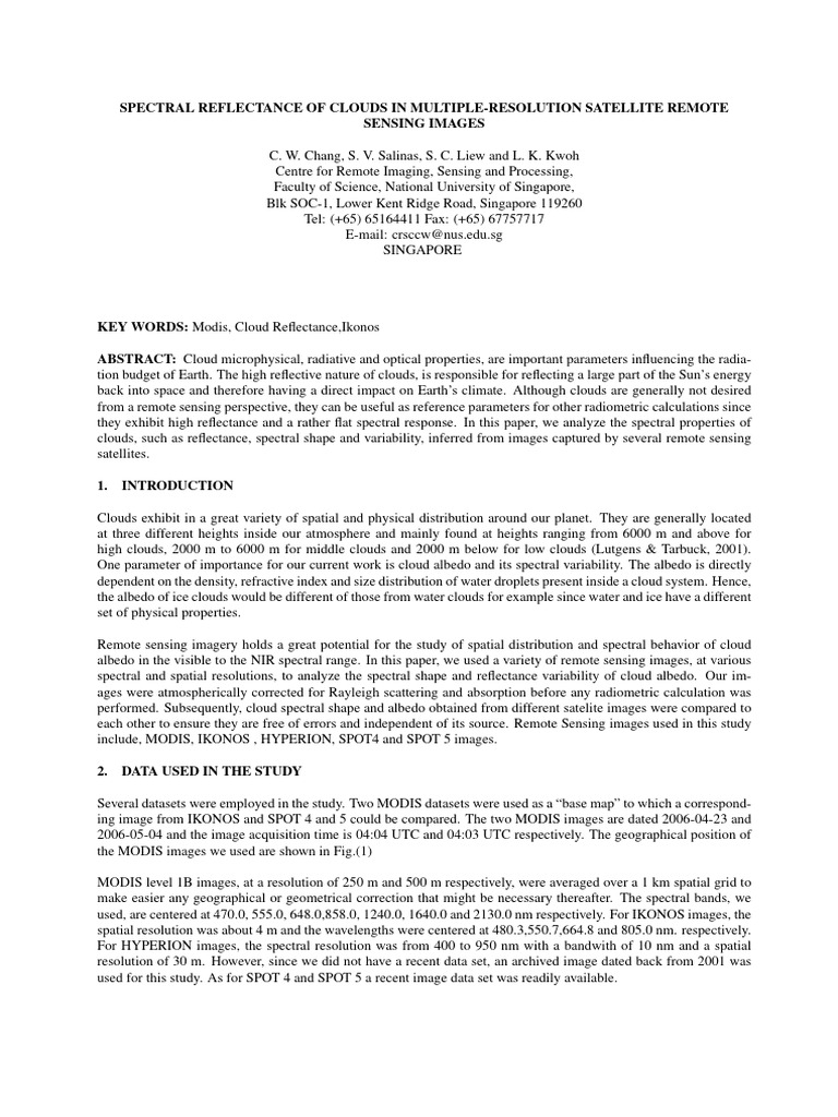 Cloud Spectral Reflectance | PDF | Cloud | Electromagnetic Spectrum