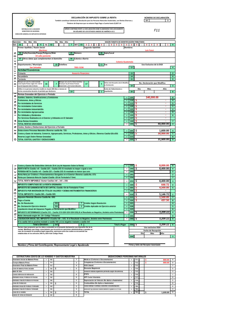 Guía para Completar el Formulario F11 | PDF | Impuestos | Dinero