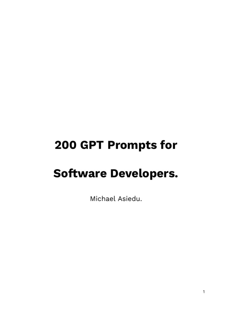 200 GPT Prompts For Software Developers | PDF | Databases | Software ...