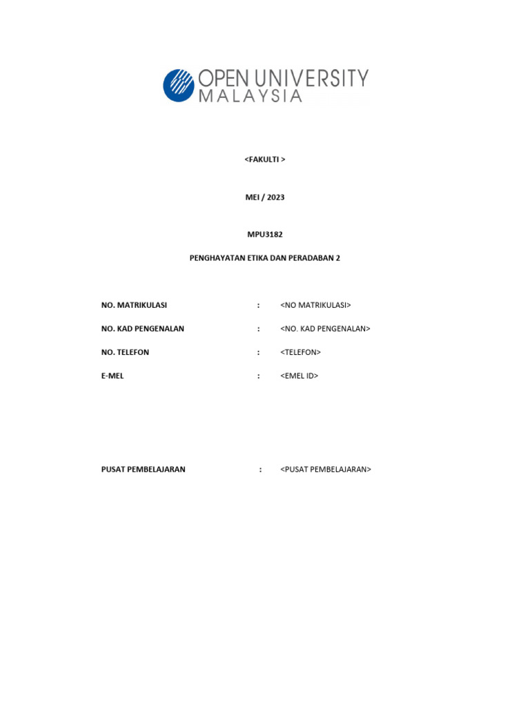 MPU3182 PENGHAYATAN ETIKA DAN PERADABAN 2 | PDF