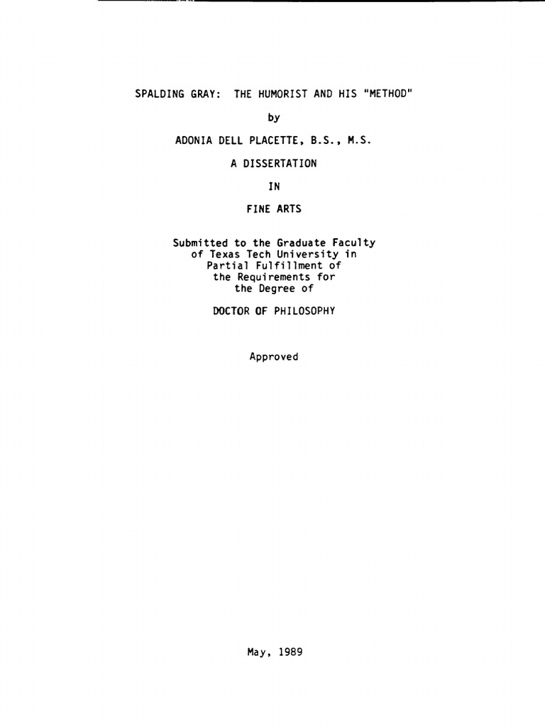 Spalding Gray The Humorist and His Method | PDF | Hamlet | Theatre