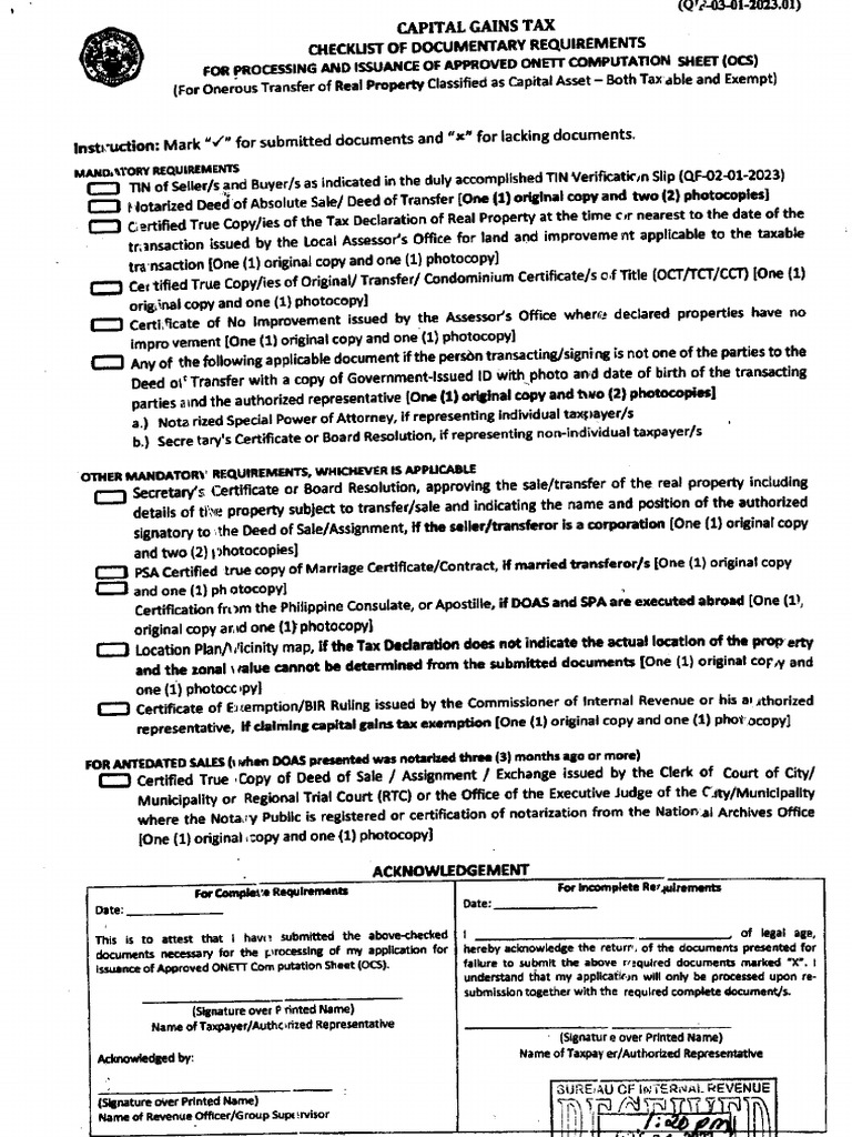 Capital Gains Tax Requirements | PDF