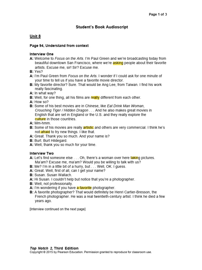 UNIT 08 Audioscript Edited | PDF