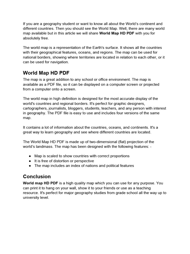 World Map HD PDF | PDF