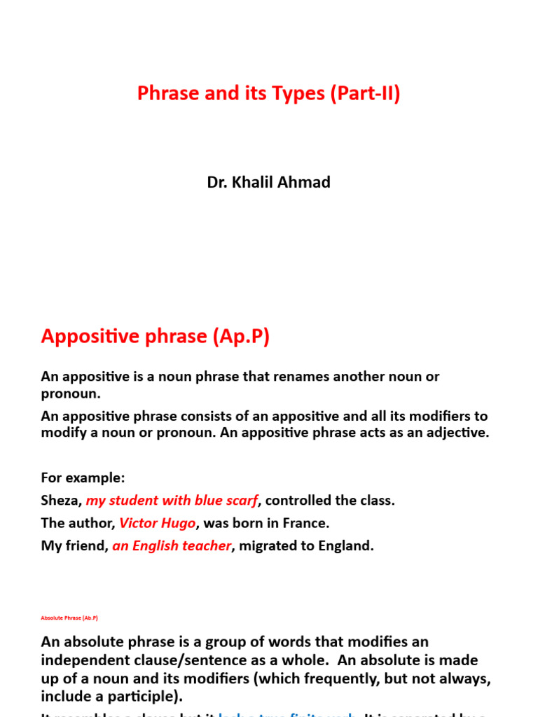 Phrase and Its Types - II | Download Free PDF | Verb | Phrase