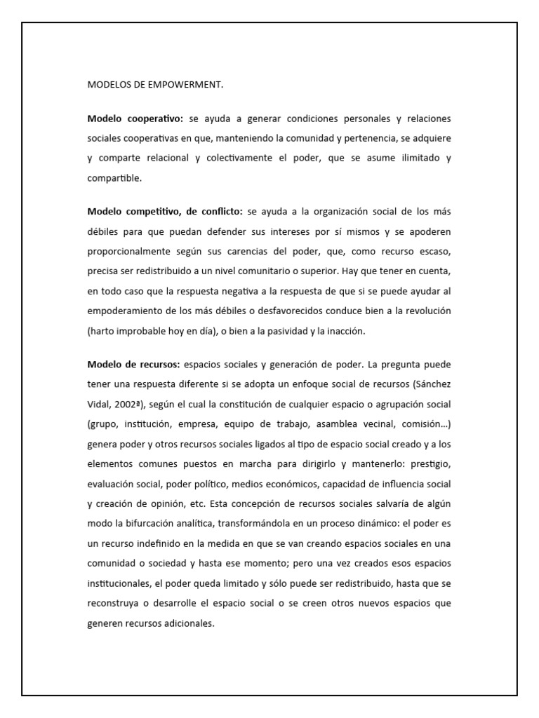 Modelos de Empowerment | PDF | Empoderamiento | Economias