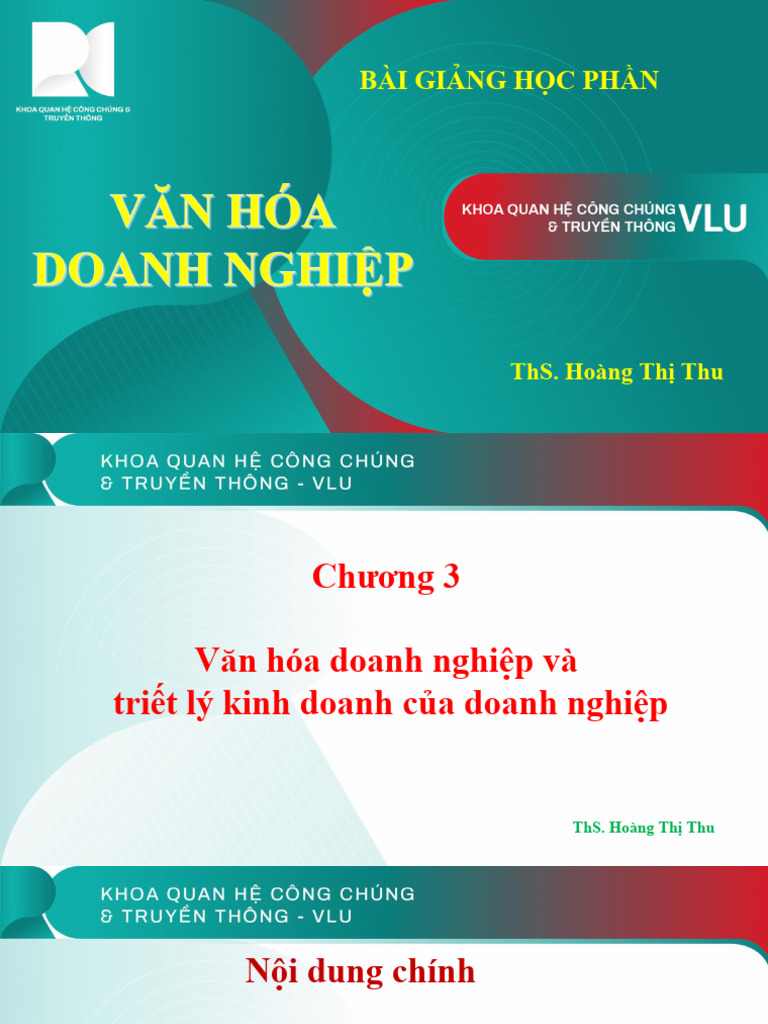 Chương 3 - VHDN Và Triết Lý KD Của DN | PDF