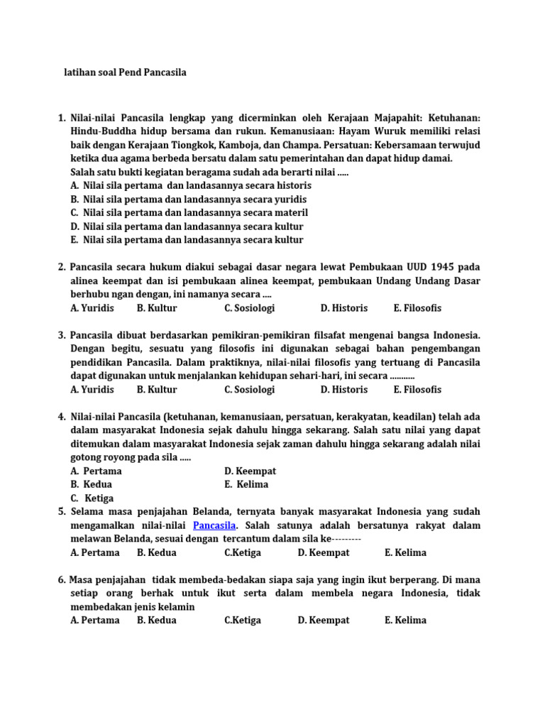 Latihan Soal Pend Pancasila | PDF