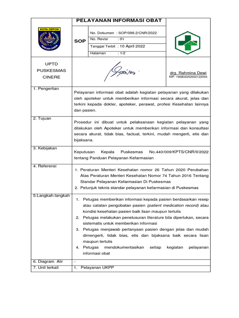 Sop Pelayanan Informasi Obat | PDF