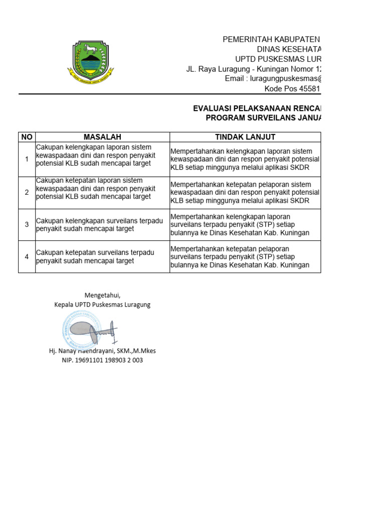 Format Evaluasi Tindak Lanjut SE | PDF
