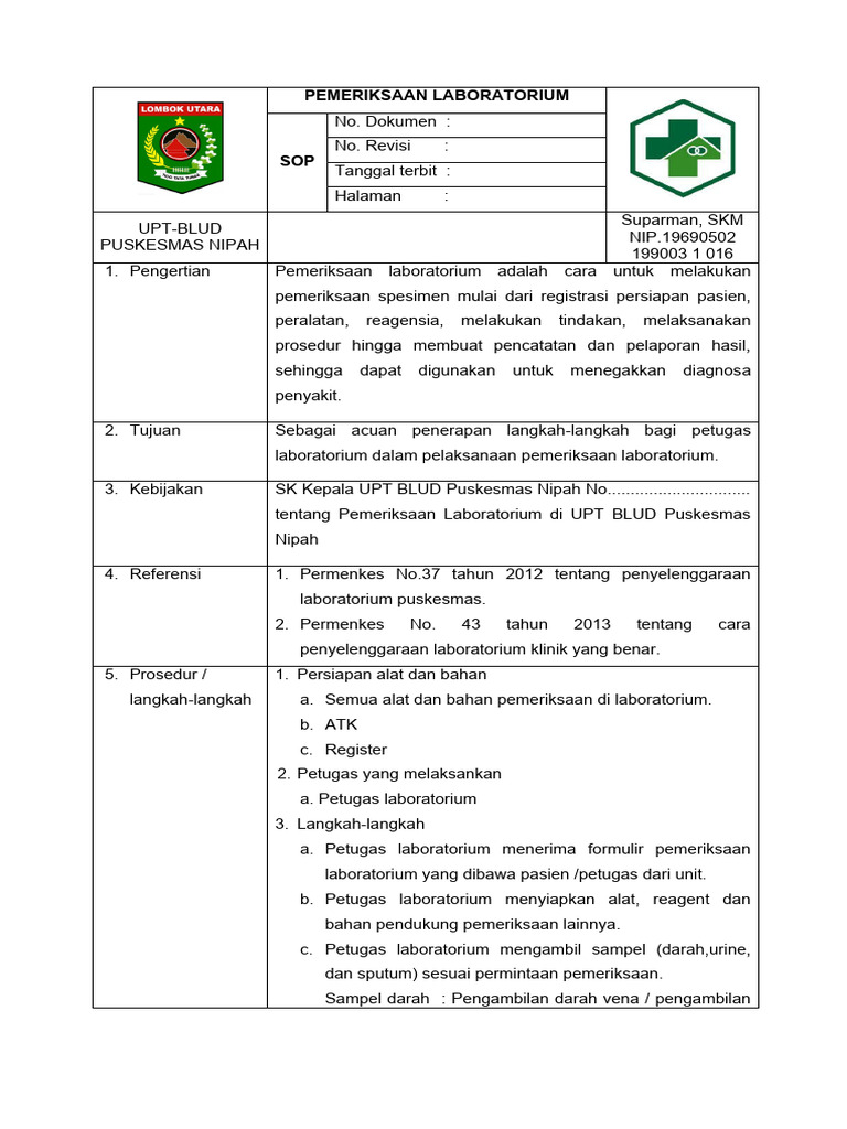 Contoh Format SOP | PDF