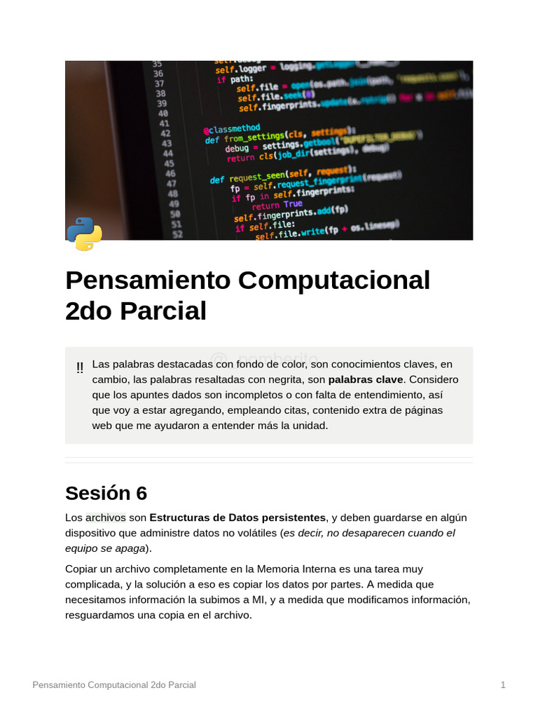 Resumen PC Segundo Parcial | PDF | Archivo de computadora | Python ...