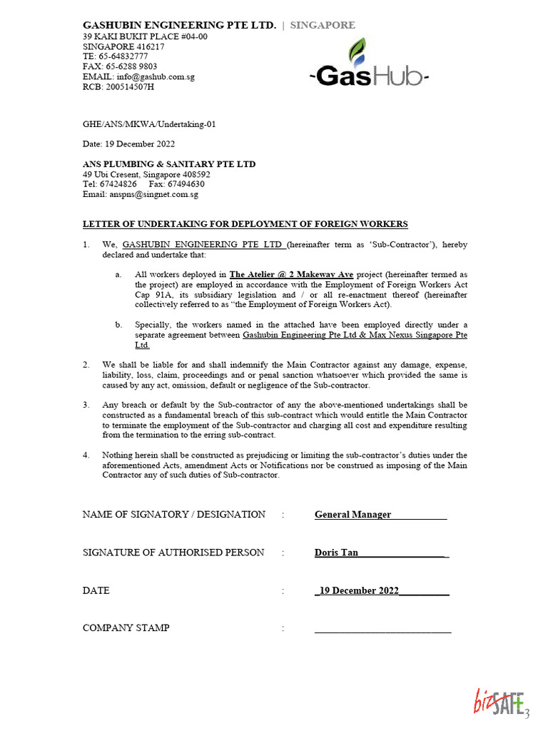 Undertaking Letter | PDF