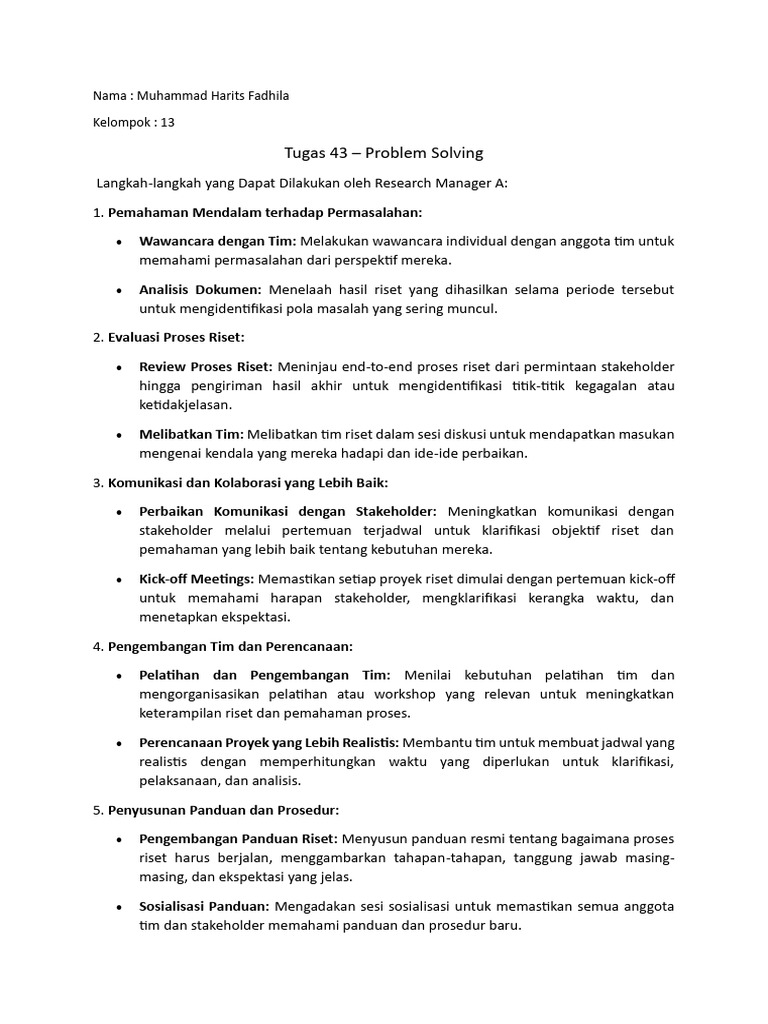 Tugas Problem Solving - Muhammad Harits Fadhila | PDF