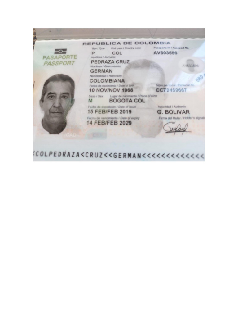 Pasaporte German Pedraza | PDF