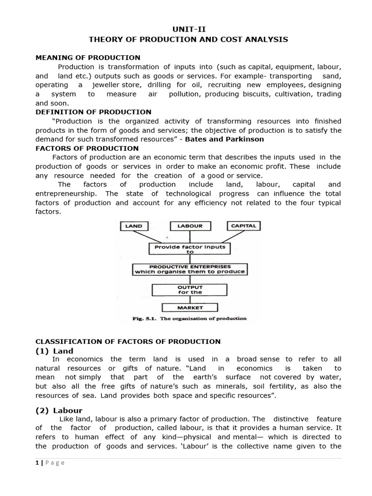 Unit-Ii Production Analysis Final | PDF | Production Function | Long ...