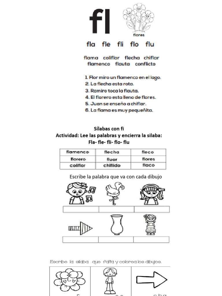 Clase de Apoyo Silaba Fla, Fle, Fli, Flo, Flu Angeles (Jueves 17 ...