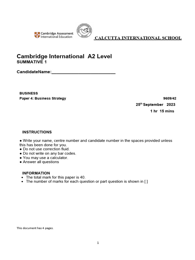 A2 Term 1 Paper 4 QP | PDF