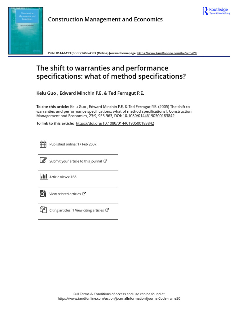 The Shift To Warranties And Performance Specifications What Of Method Specifications Pdf