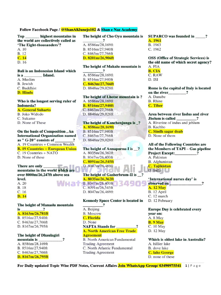 Update Pak GK Mcqs Oct 31, 2023 2-46 PM | PDF