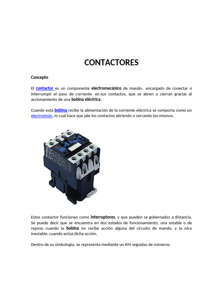 Funcionamiento y Partes del Contactor | PDF | Ingenieria Eléctrica ...