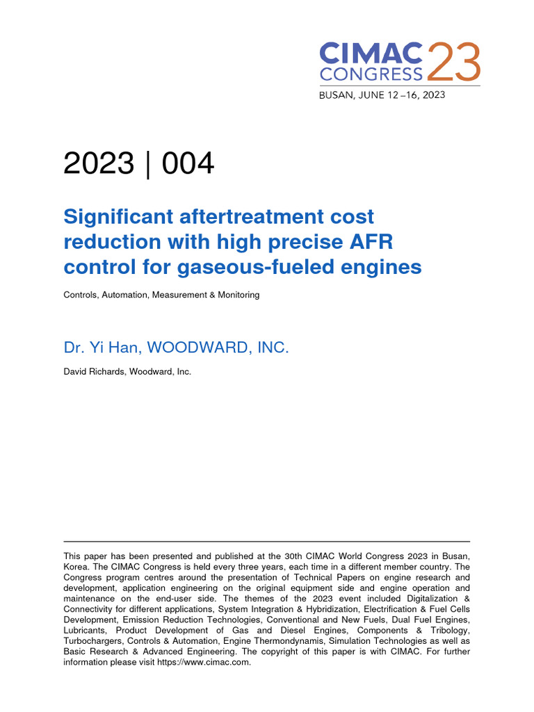 CIMAC Paper 004 | PDF | Natural Gas | Engines
