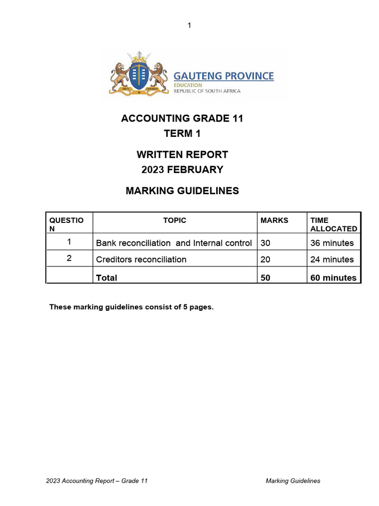 Grade 11 Accounting Term 1 Report 2023 | PDF | Banks | Debits And Credits
