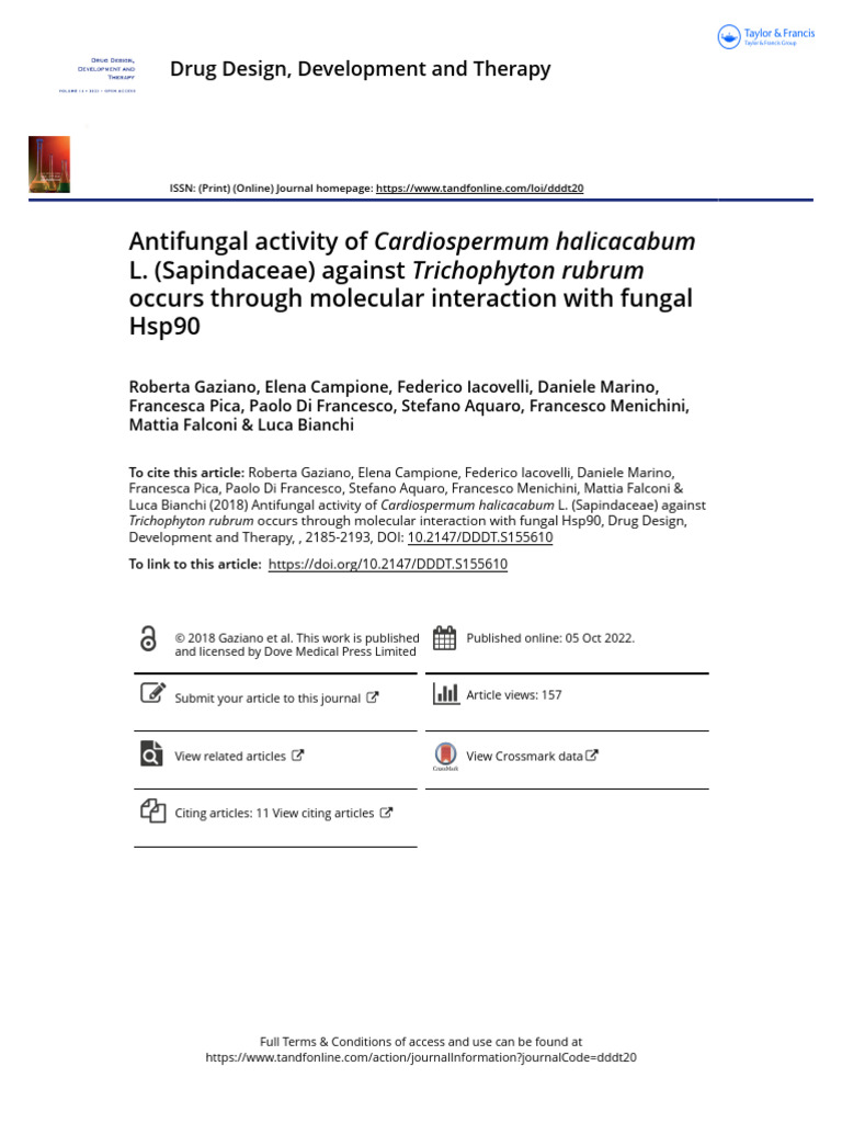 Antifungal Activity of Cardiospermum Halicacabum L Sapindaceae Against ...