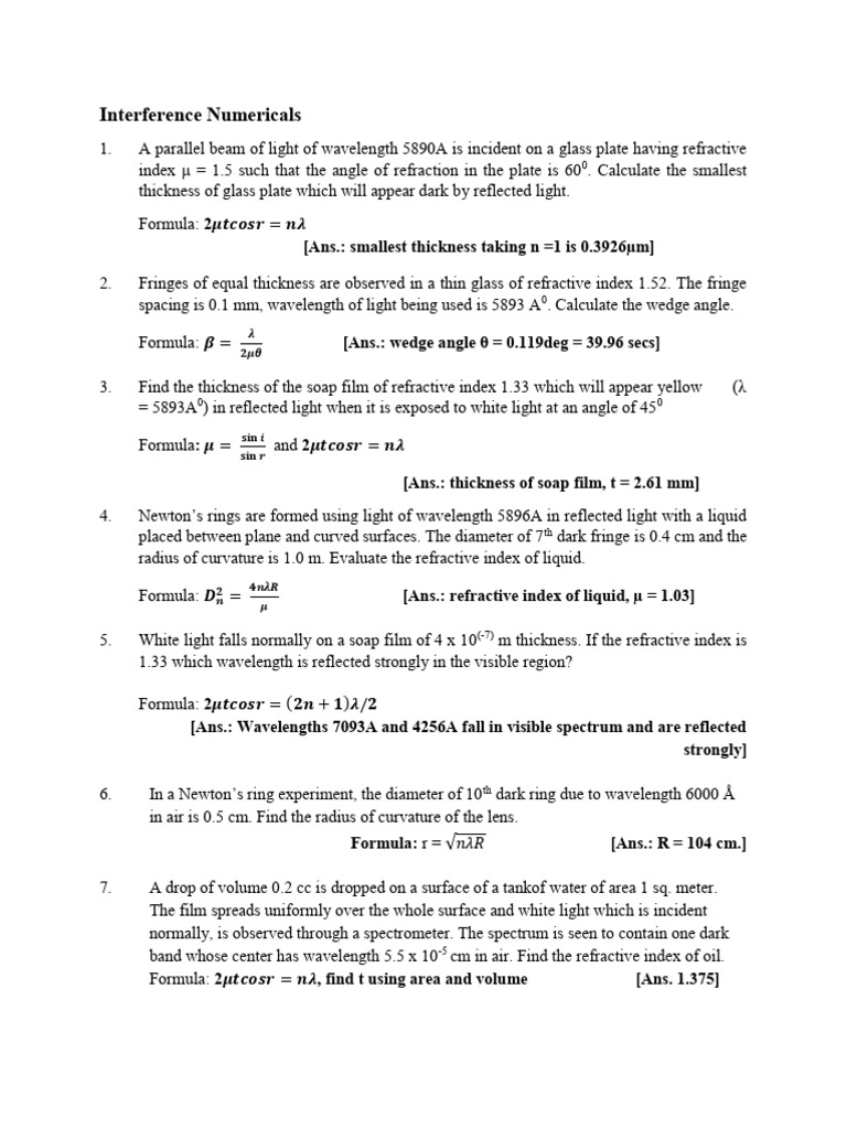 Interference Diffraction Polarization Fibre Optics Pdf Diffraction