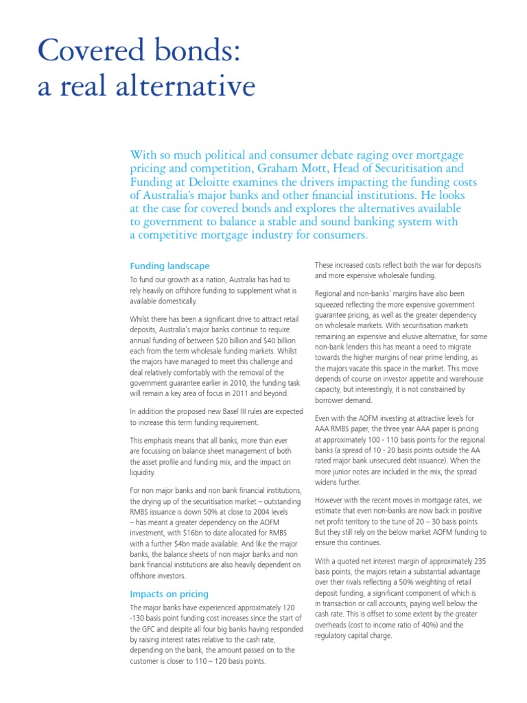 Covered bonds: a real alternative: Funding landscape | Securitization ...