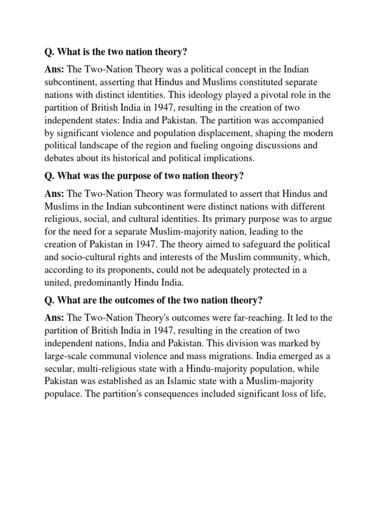 Two Nation Theory | PDF