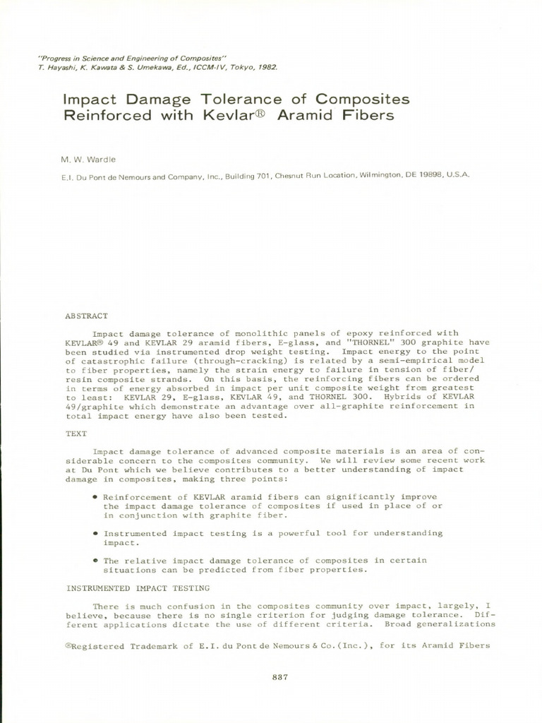 Impact Damage Tolerance of Composites Reinforced With Kevlar® Aramid ...