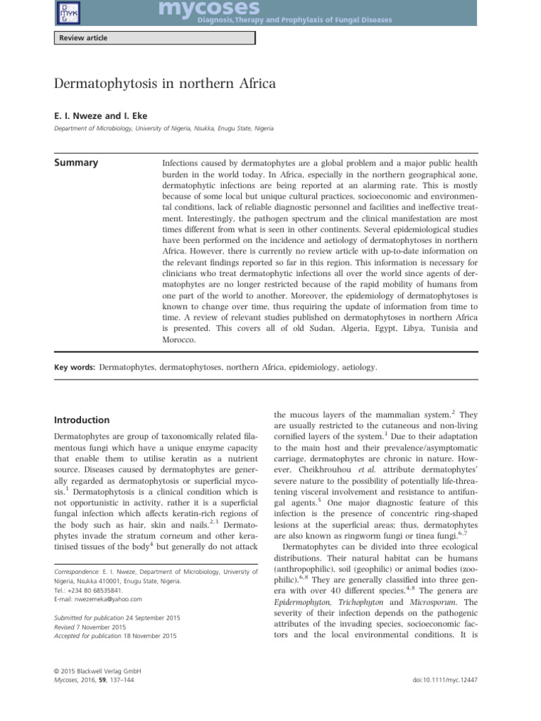 Dermatophytosis in Northern Africa | PDF | Fungus | Animal Diseases