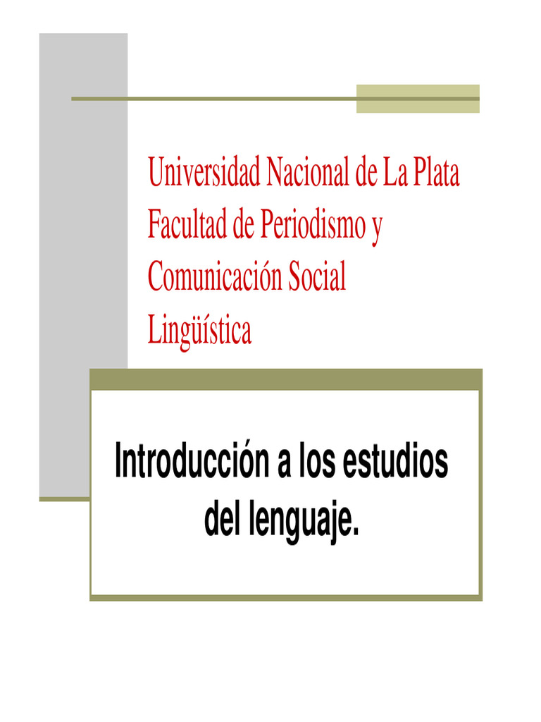 Introducción A Los Estudios Del Lenguaje | PDF | Discurso | Lingüística