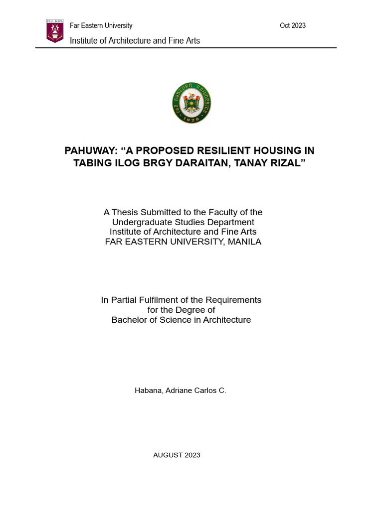 Annotated HABANA PAHUWAY A PROPOSED RESILIENT HOUSING IN TABING ILOG ...