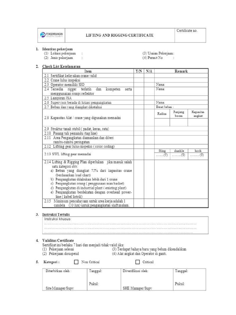 LiftingRigging Certificate | PDF