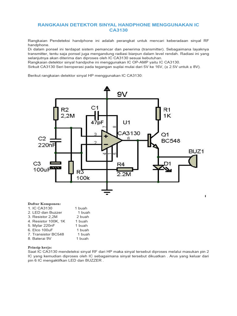 Rangkaian Detektor Sinyal Handphone Menggunakan Ic Ca3130 Ok | PDF ...