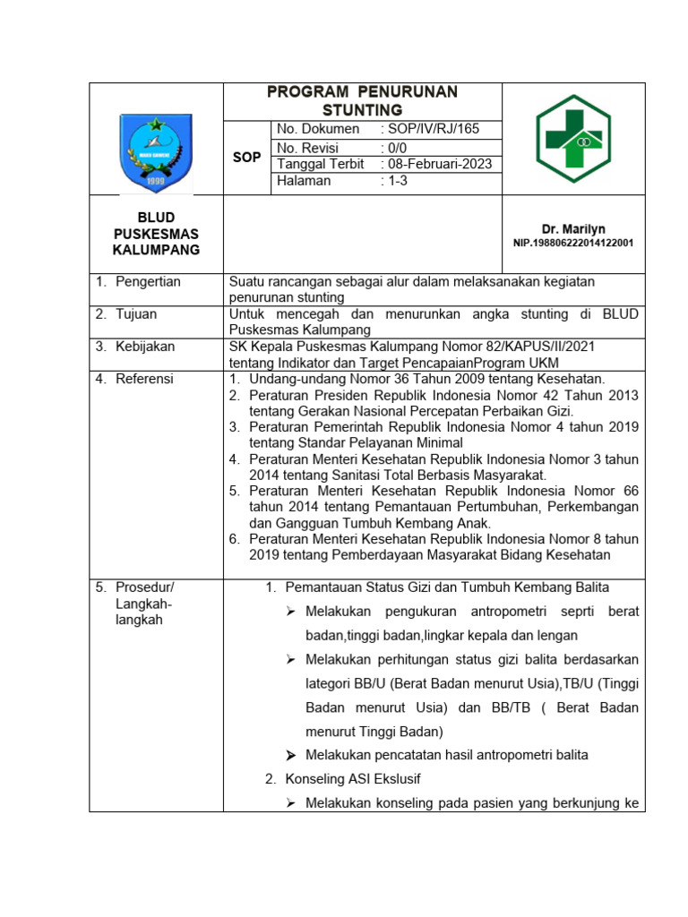 Sop Stunting | PDF | Pengembangan Diri | Sains & Matematika