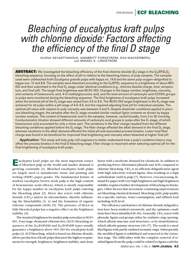 Bleaching of Eucalyptus Kraft Pulps With | PDF | Pulp (Paper) | Paper