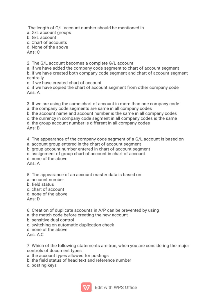 Sap Question and Answer | PDF | Business | Finance & Money Management